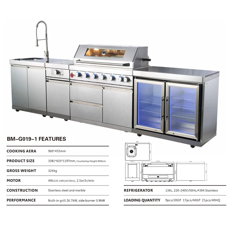 Outdoor Kitchen - Durable 304 Stainless Steel BBQ Grill