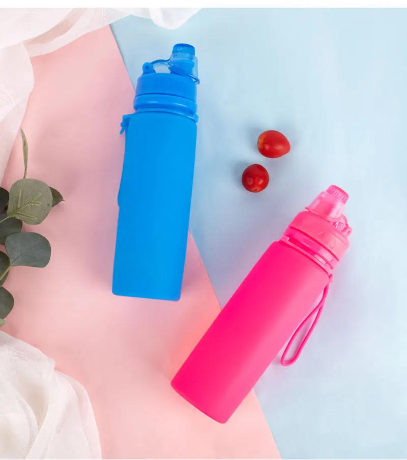 Silicone Collapsible Water Bottles 16oz 500ml Portable Foldable ...