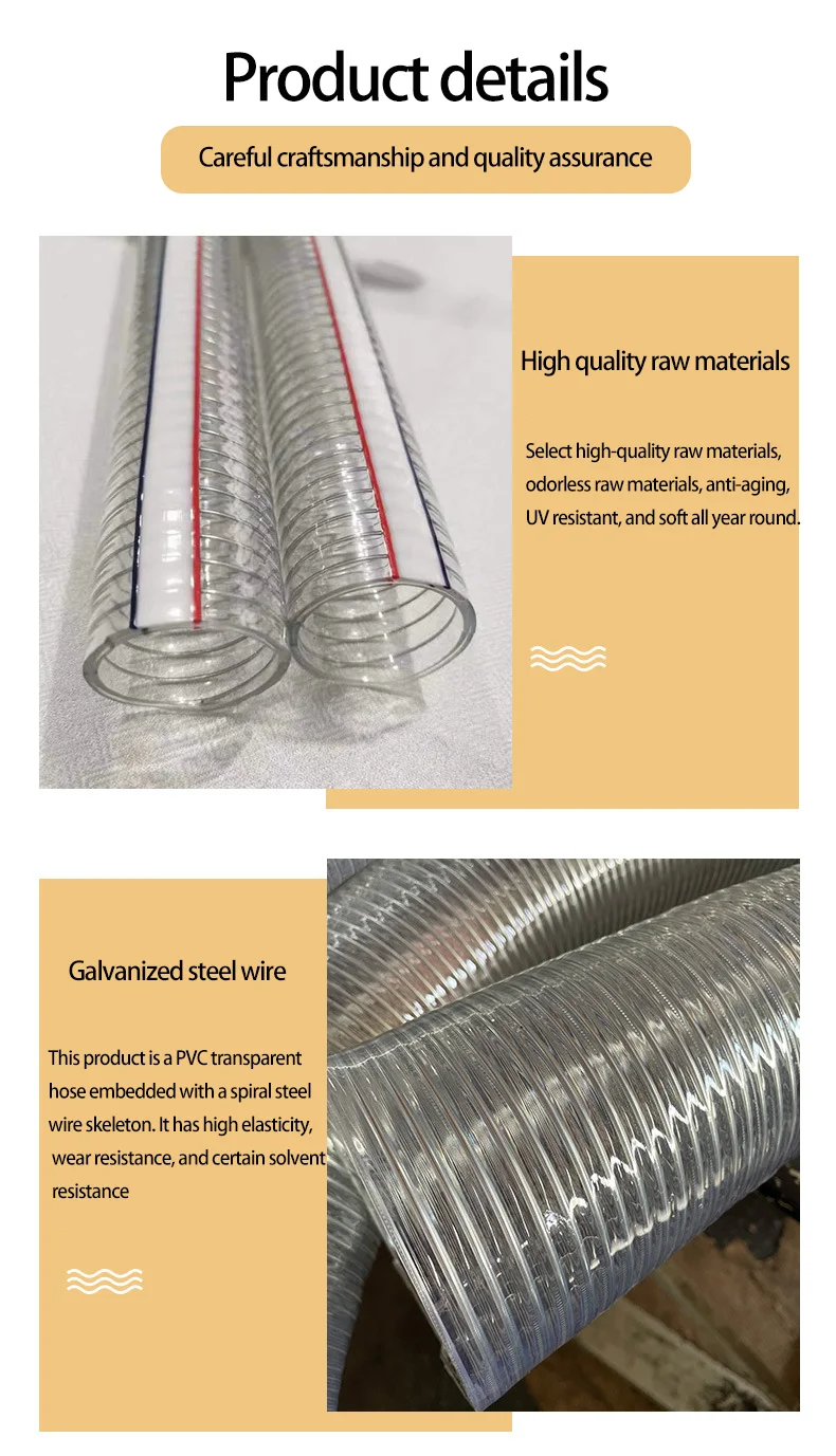 FLEXIBLE TRANSPARENT PVC SPIRAL STEEL WIRE REINFORCED HOSE PIPE WITH ...