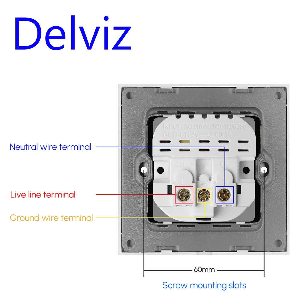 Delviz Tempered Crystal Glass Panel,Type C European 16A Power Outlet ...