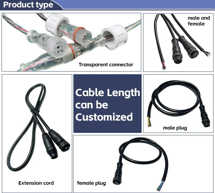 M8 M16 M15 Electric Plug Waterproof Connectors for LED