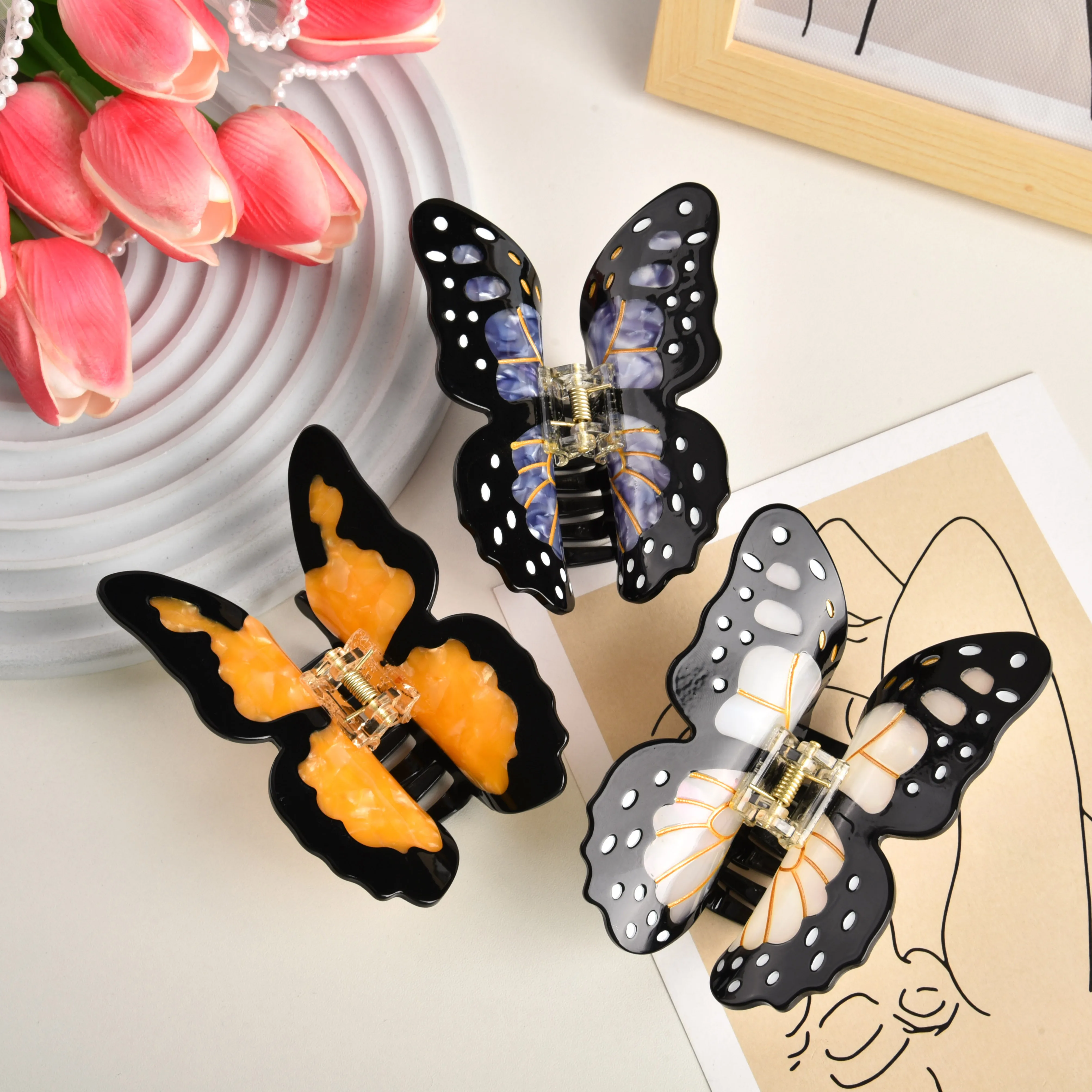 Yhj New Design Delicate Butterfly Acetate Claw Cartoon Pattern Hair ...