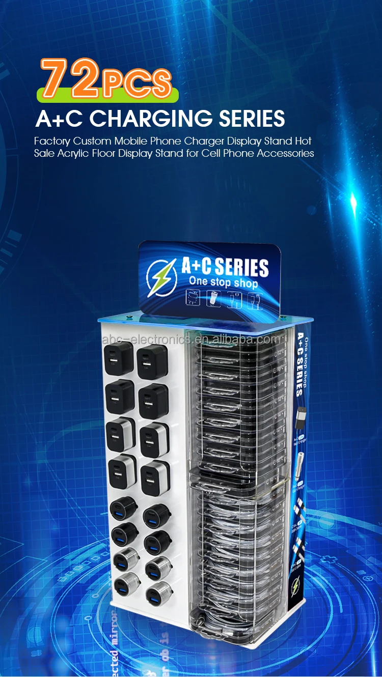 Mobile Phone Accessories Display Rack With Usb A Usb C Series Charging ...