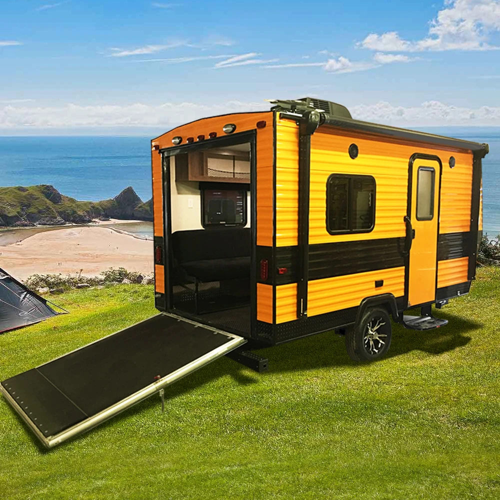 Manley Travel Trailer Small Toy Hauler RV With a Ramp Door in the Rear ...
