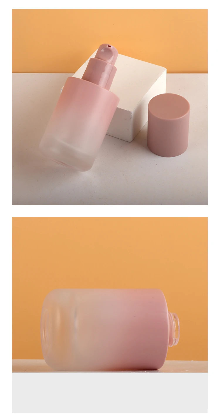 30ml Gradient Pink Flat Glass Foundation Bottle for Skincare Screen ...