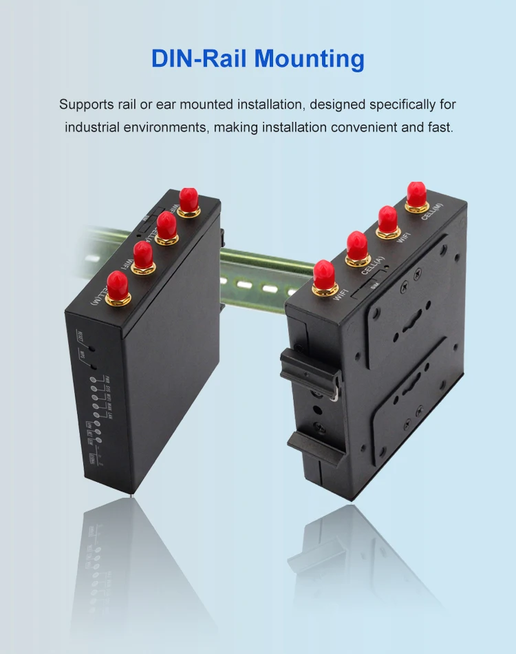 Din Rail Wall Mounted Serial Device Server Modbus Communication Module ...
