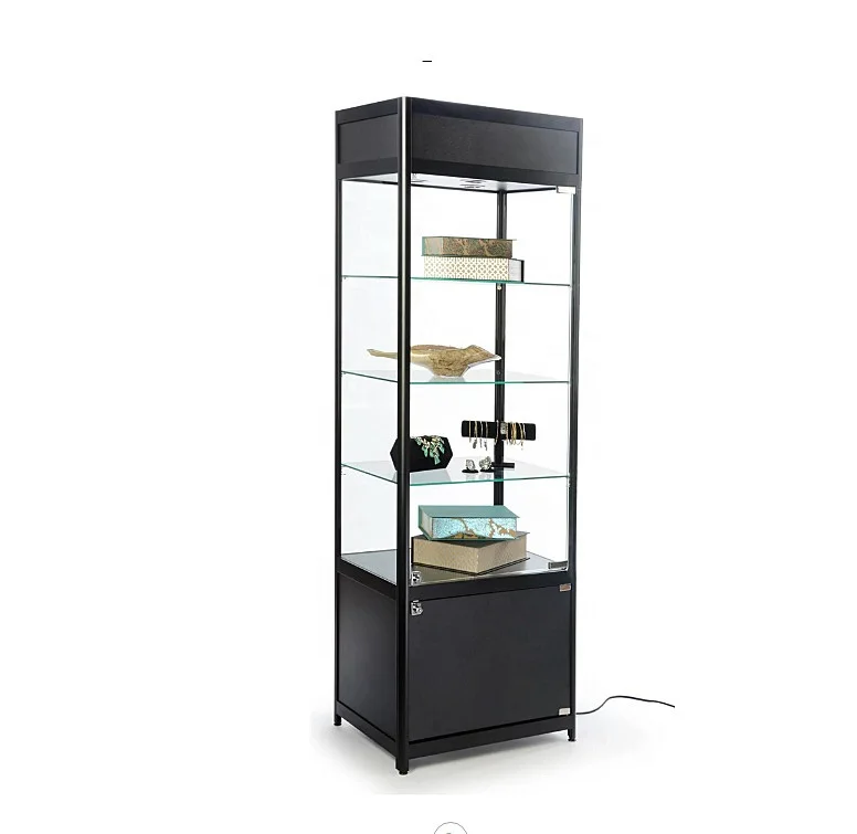 Floor Standing Tower Display Showcase Wooden Tall Display Cabinet 3 ...