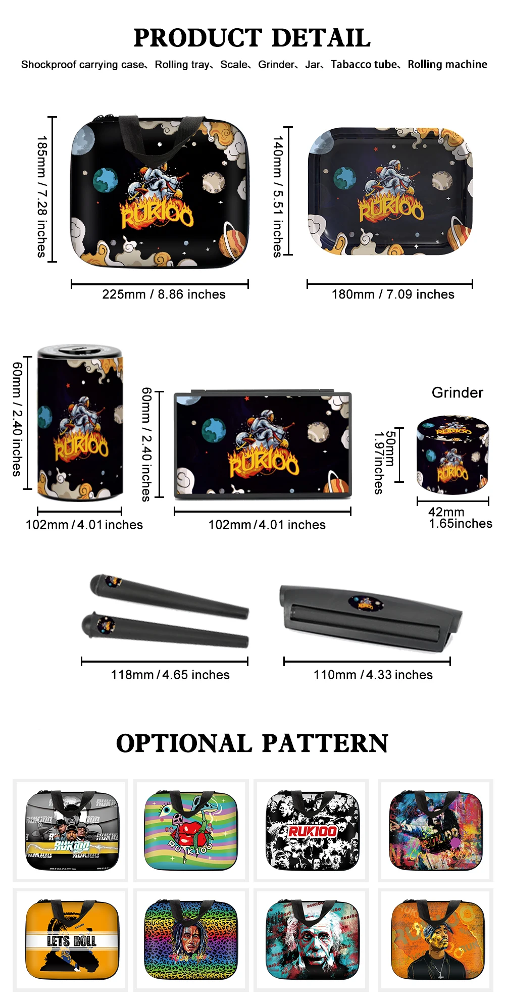 Vapruz Rolling Tray Scale Grind Jar All in One Set