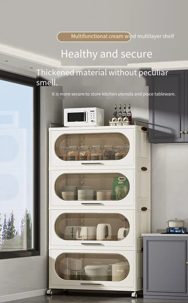 Multifunctional Square Plastic Kitchen Storage Cabinet Dustproof ...