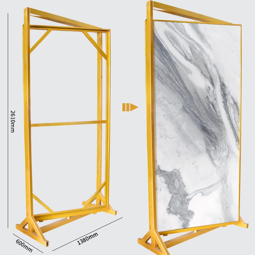 Factory Marble Custom Rotate Metal Stone Sample Stand Showroom Panel ...