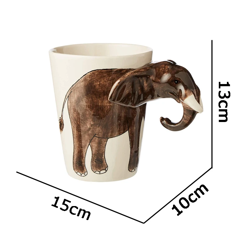 Custom Porcelain 3d Animal Coffee Cup Ceramic Elephant Head Handle Mug ...