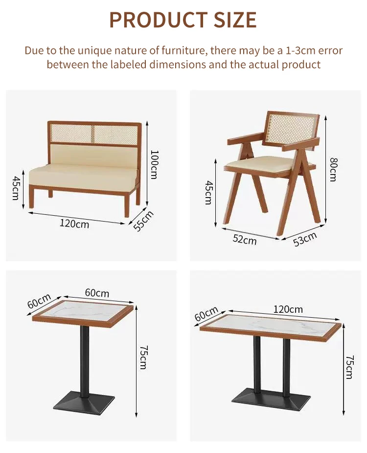 Modern Fireproof Leather Board Surface Table With Woven Rattan Backrest ...
