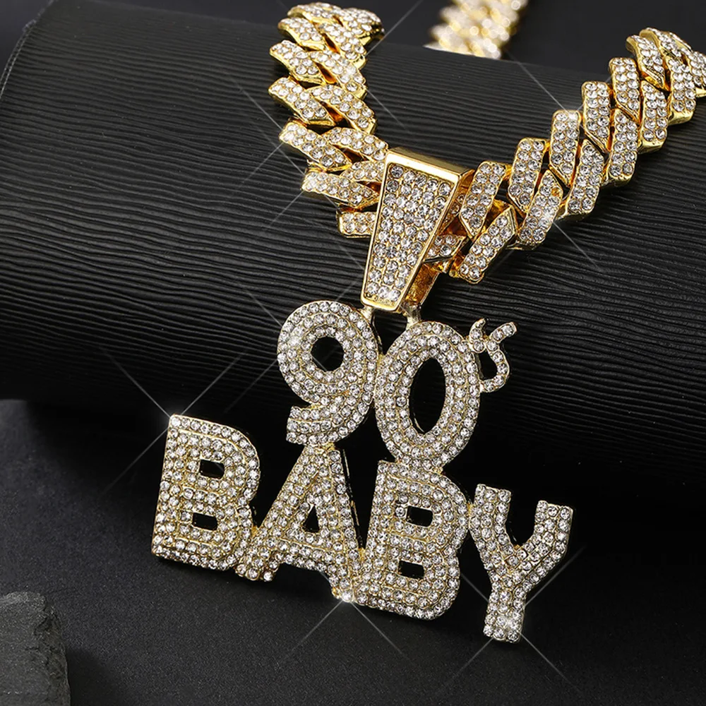 Diamond Chain Lil Baby 4PF Silver Pendant & Cuban Chain Necklace – Hip ...