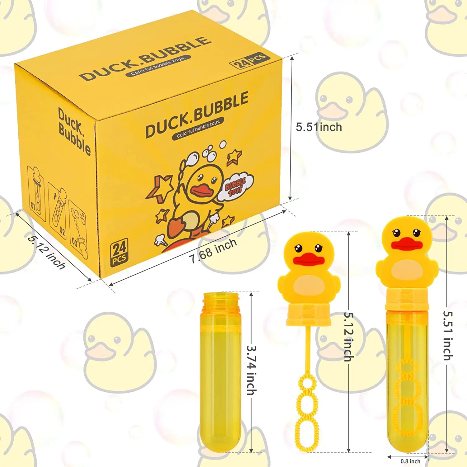 Carton Yellow Duck Handle Soapy Water Bubble Wand 24pcs Set Cartoon Bubble Sticks Toys For Kids ...