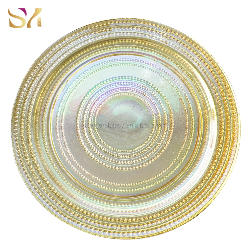 Wholesale Crystal Vintage Blue Glass Plate In Bulk Shiny Gold 13inch ...