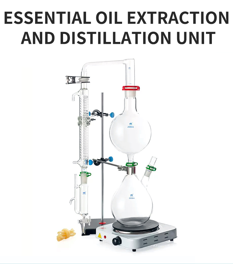 Lab Glass Essential Oil Extraction Steam Distilling Distillation ...