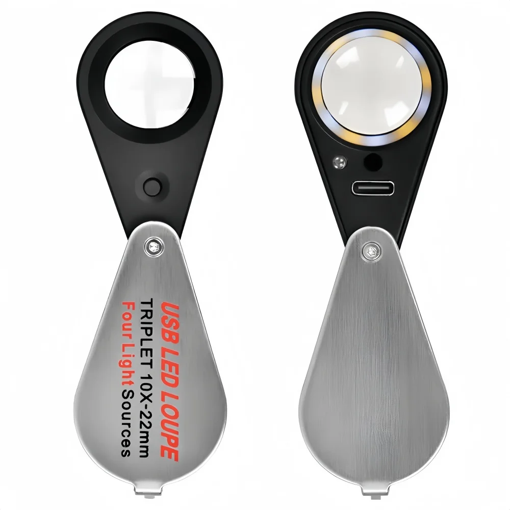 Foldable 10x 20x 30x Magnification Glass Customized 12 Leds Loupe ...