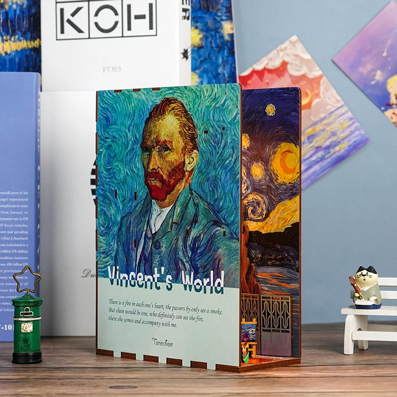 Tonecheer Vincent's World Book Nook Kid Toys,3d Wooden Puzzle,Diy ...