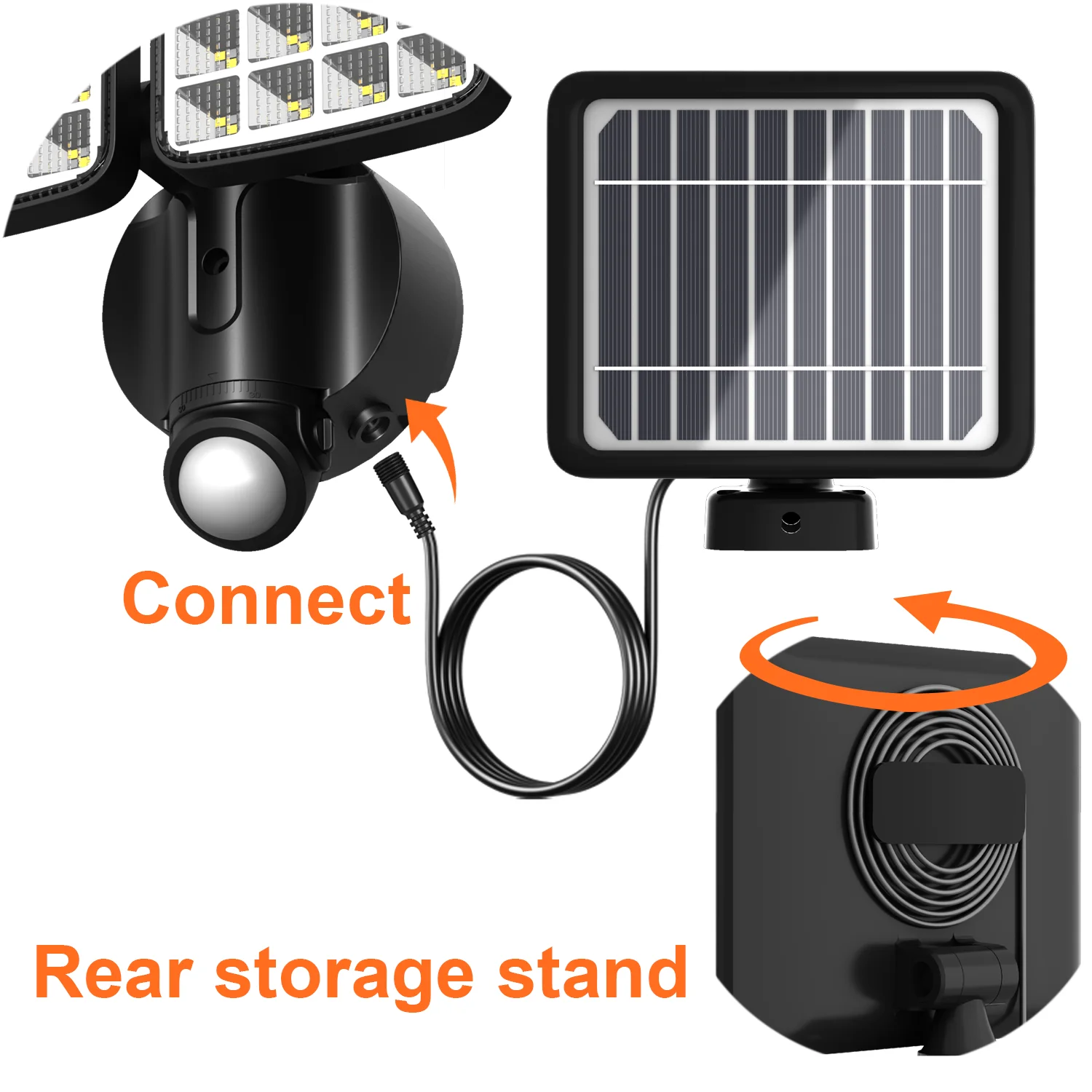 Dual Head Motion Sensor Solar Security For Outdoor Waterproof Garden ...