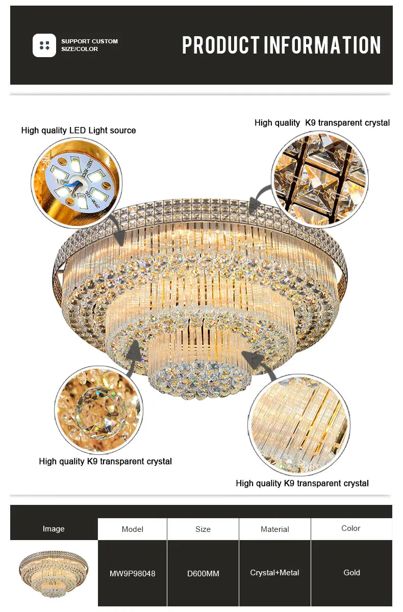 Luxury Crystal LED Lamp - Modern Chandelier for Living Room