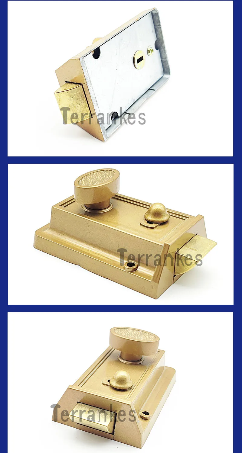 Home Door Gate Safety Vertical Keyway Cylinder Deadbolt Rim Lock Set ...