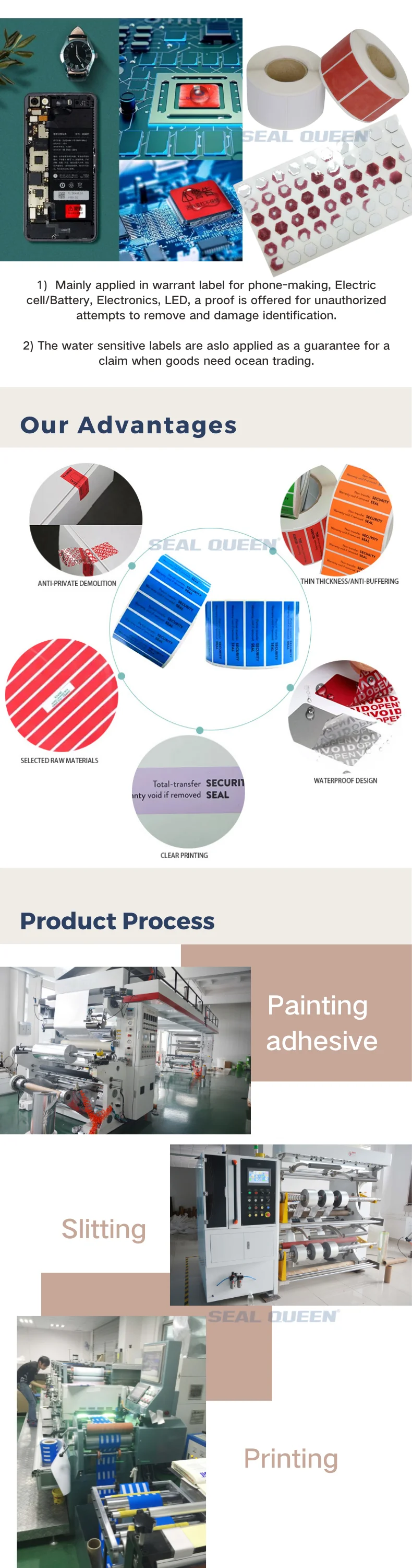 Water Sensitive Irreversible Warranty Paper Sticker