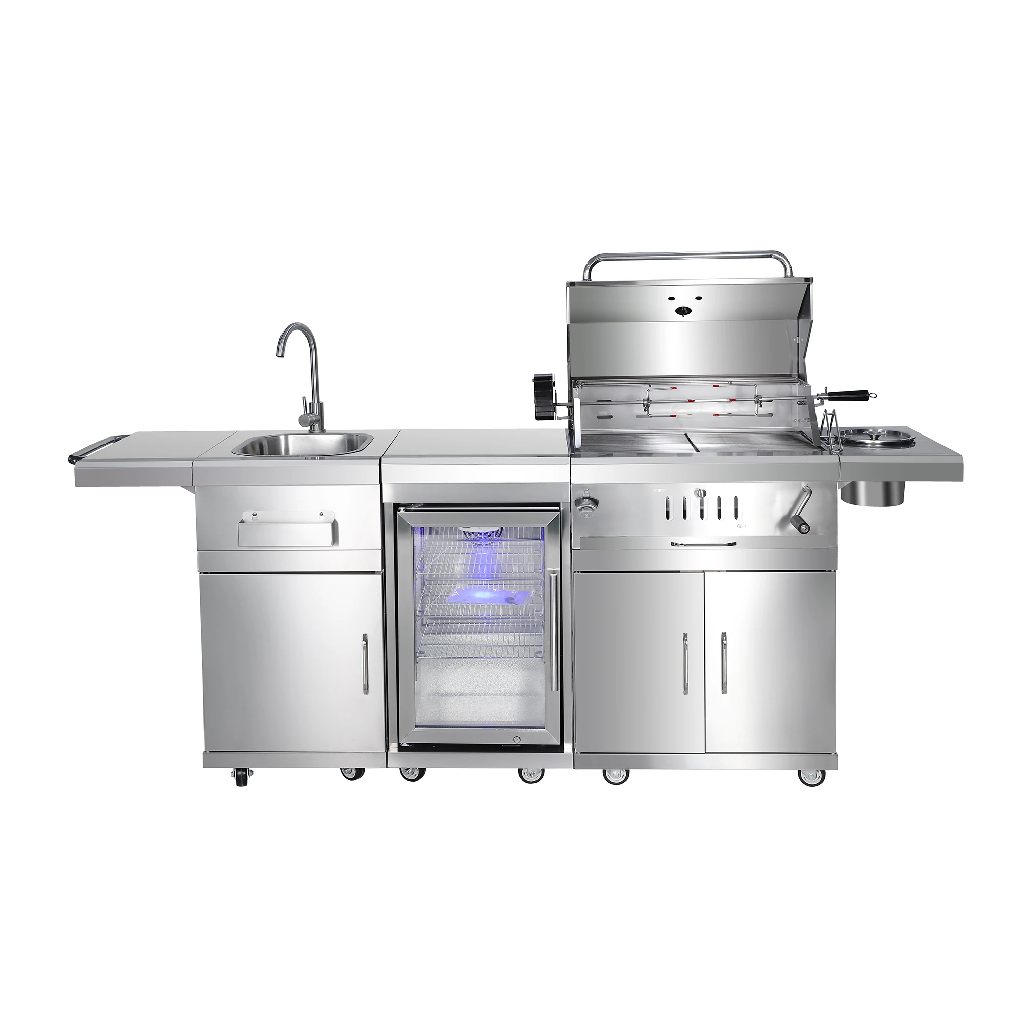 One-Piece Stainless Steel Outdoor Grill with Cart for Outdoor Kitchen ...
