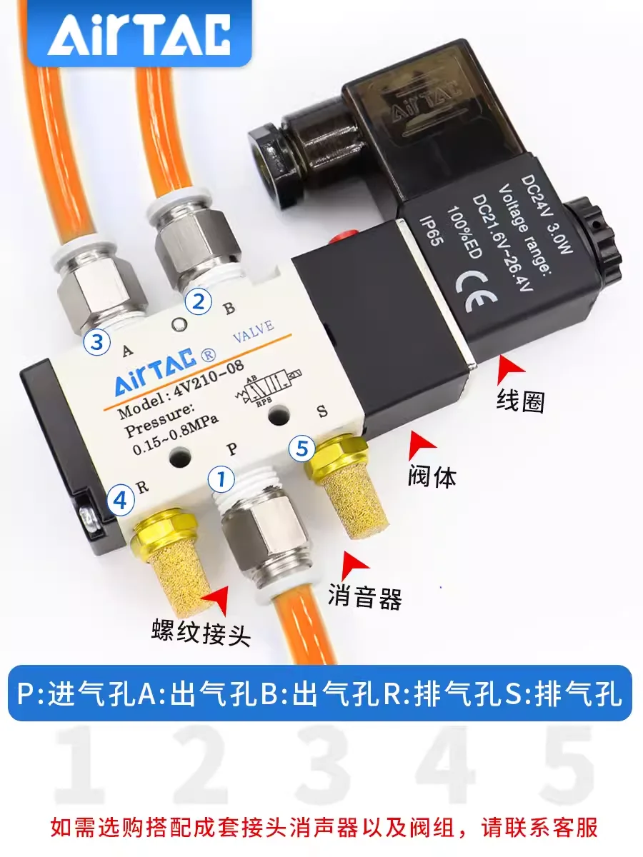 AIRTAC Solenoid Valve 4V210-08 4V120-06 - Pneumatic Control