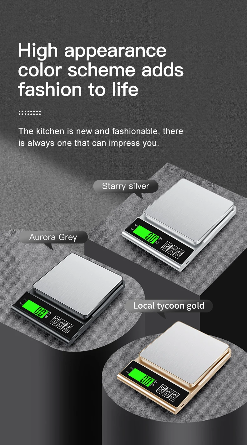10kg Kitchen Weight Digital Weighting Scales Stainless Steel Digital Electronic Digital Kitchen ...