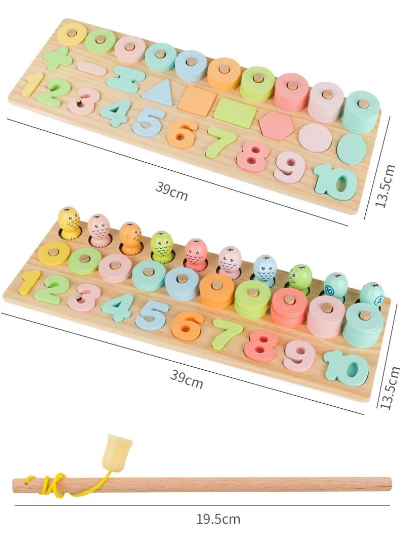 Montessori DIY Stacking 3D Number Math Learning Toy Multi-Color Wooden ...