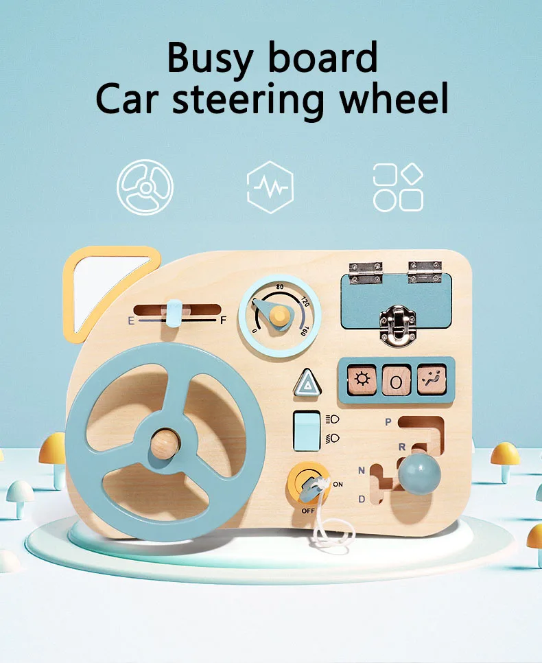 Montessori Busy Board - Car Steering Wheel Toy for Kids
