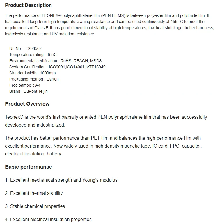 Dupont Teijin Teonex Pen Q51 - Buy Dupont Teijin Teonex Pen Q51,Teonex ...