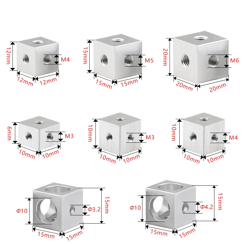 Silver Corner Bracket Aclidinium Cube For With Screws 6mm 3mm Slot ...