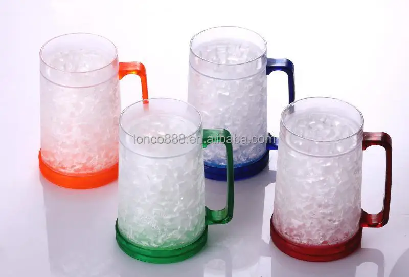 Cooling Beer Mug - Double Wall Gel Frosty Freezer Ice Enamel Camping ...