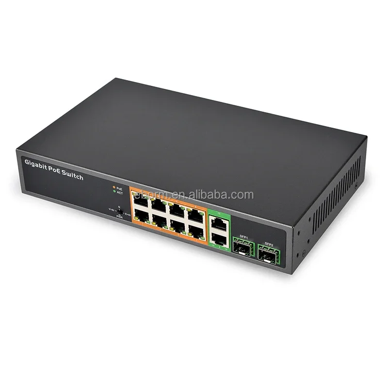 8port Gigabit Poe Switch 48v with 2*RJ45 and 2*SFP AI POE Switch Anti ...