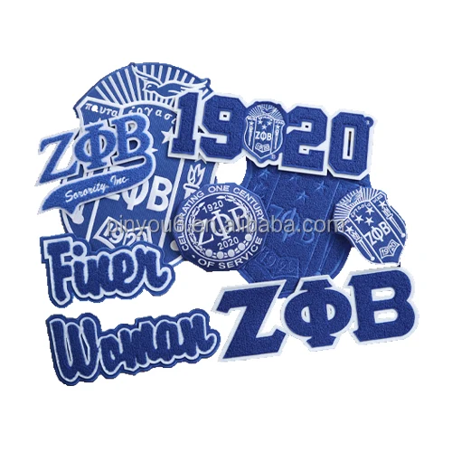Custom Logo Blue Zeta Phi Beta Iron On Embroidery Chenille Patches ...