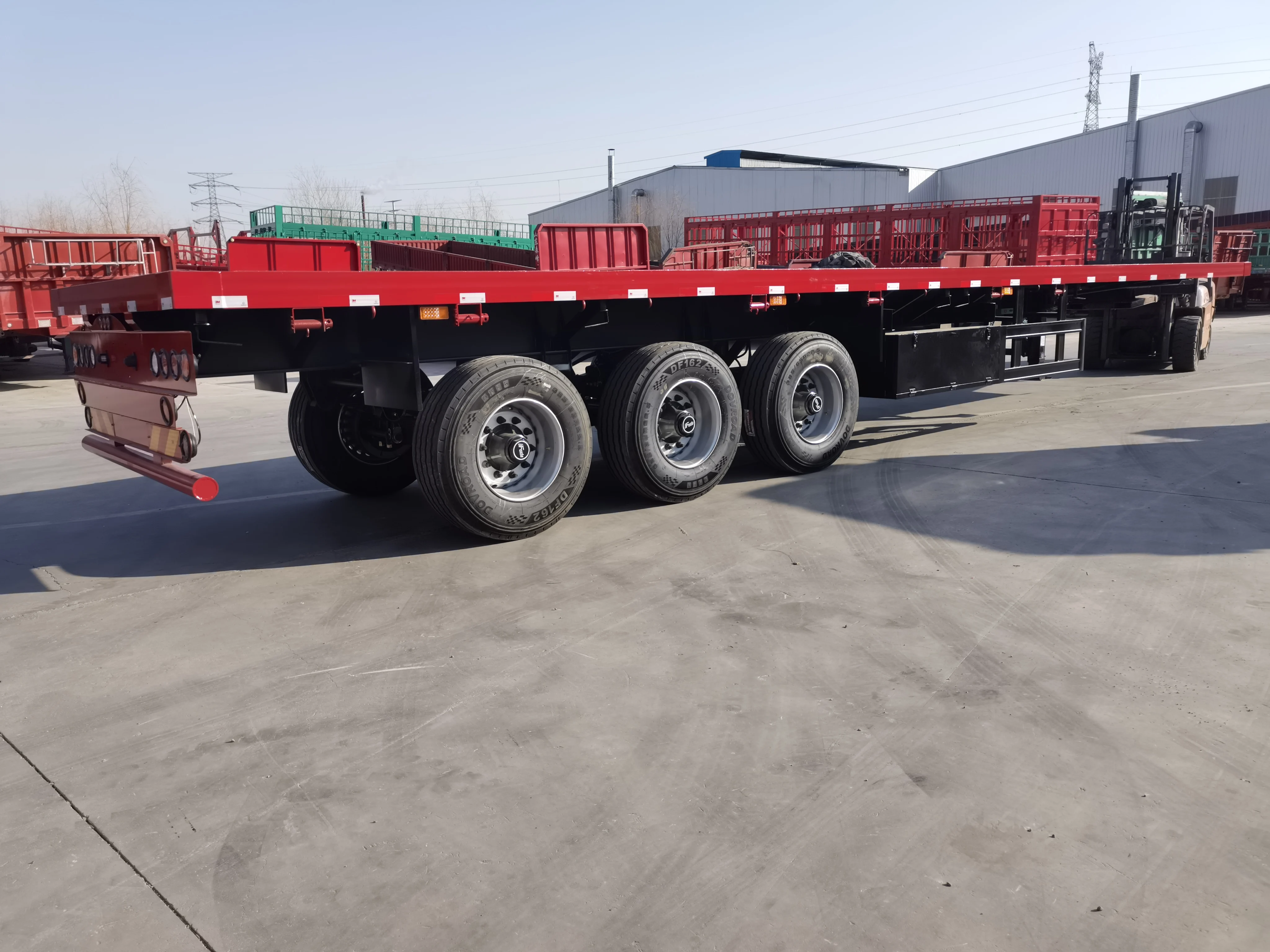 3 Axles 60tons 20ft 40ft Container Heavy Duty Flatbed Semi Trailer ...
