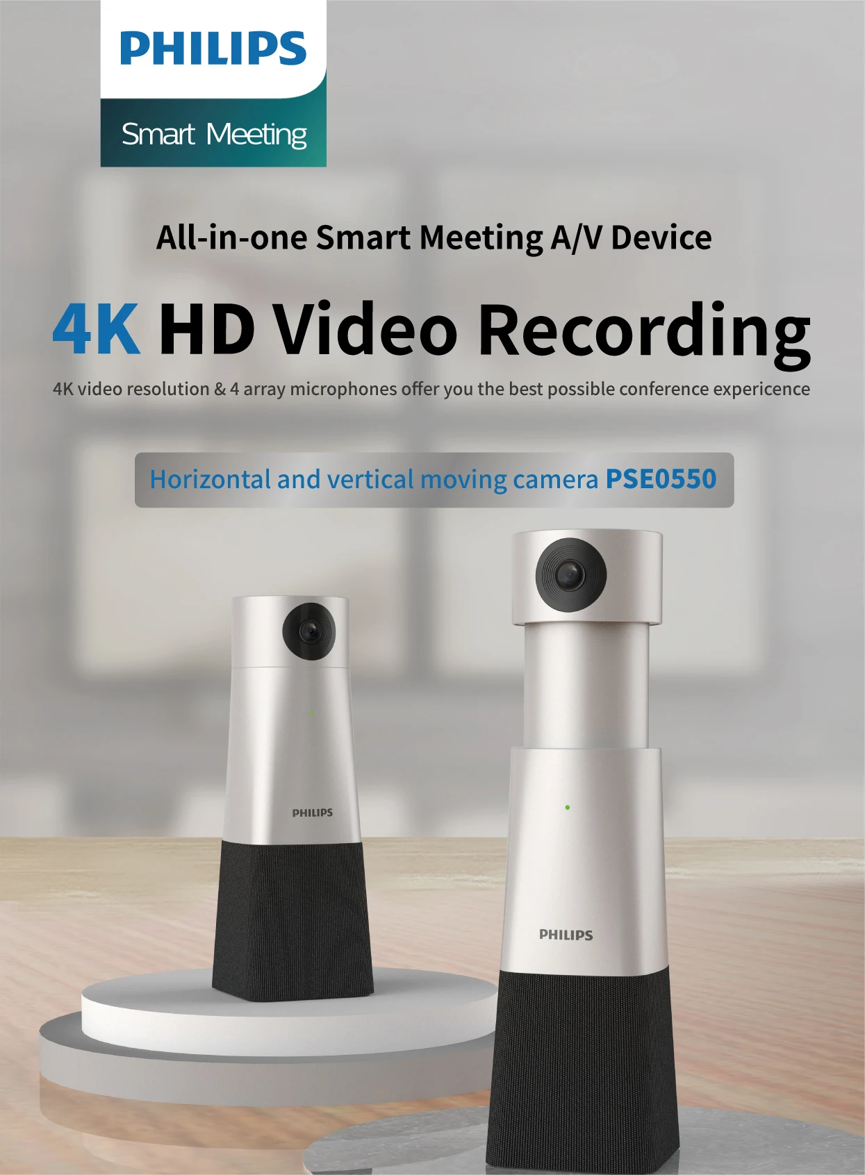 Philips PSE0550 - 4K Video Conference Camera with Auto Sound Tracking