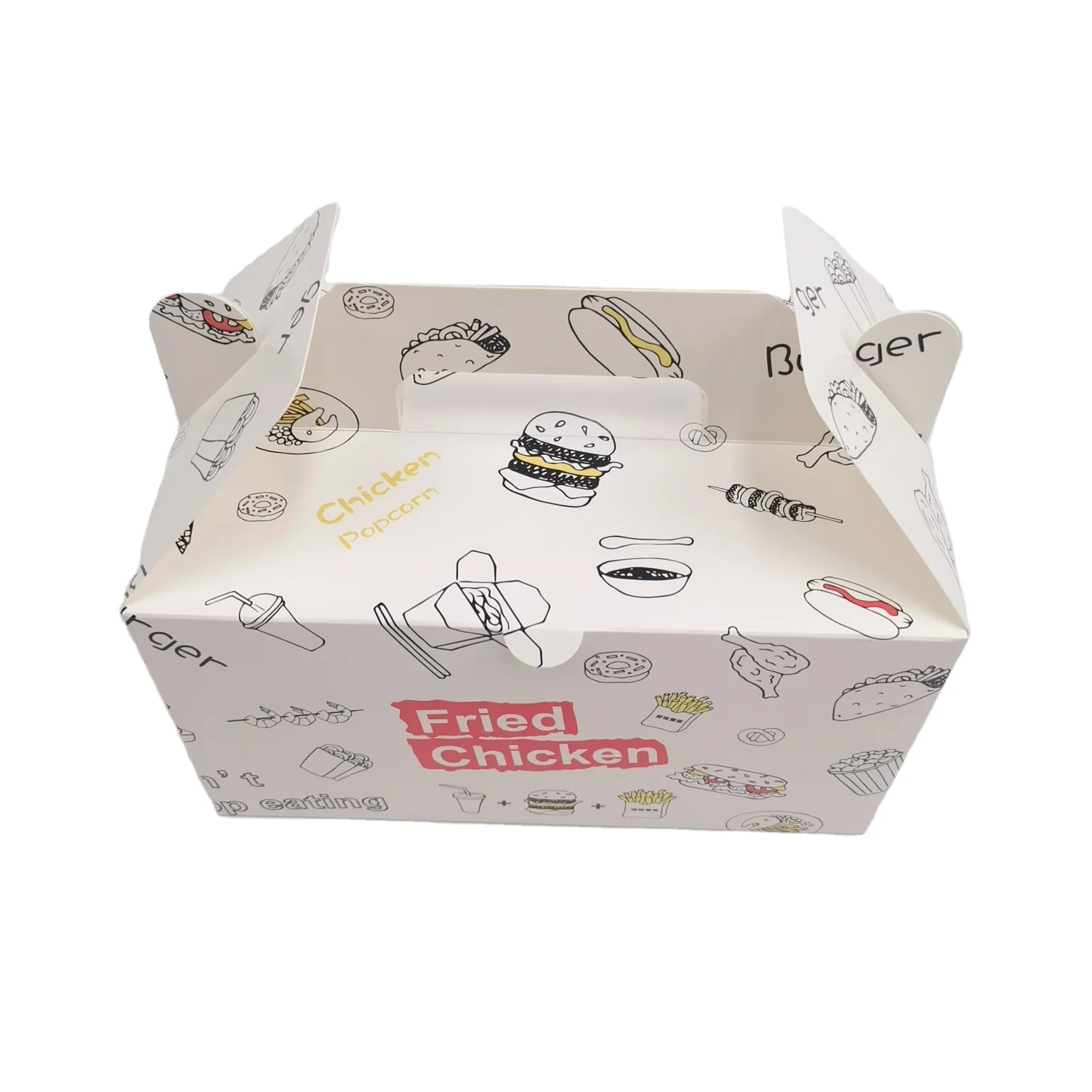 Wholesale Custom Logo White Food Grade Fried Chicken Packaging Box