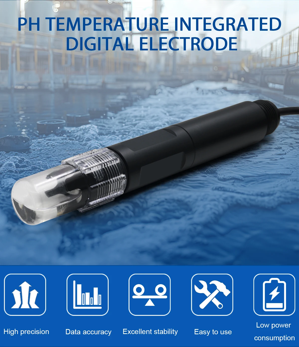 Water Quality Detection Liquid Electrode RS485 PH Meter Industrial ...