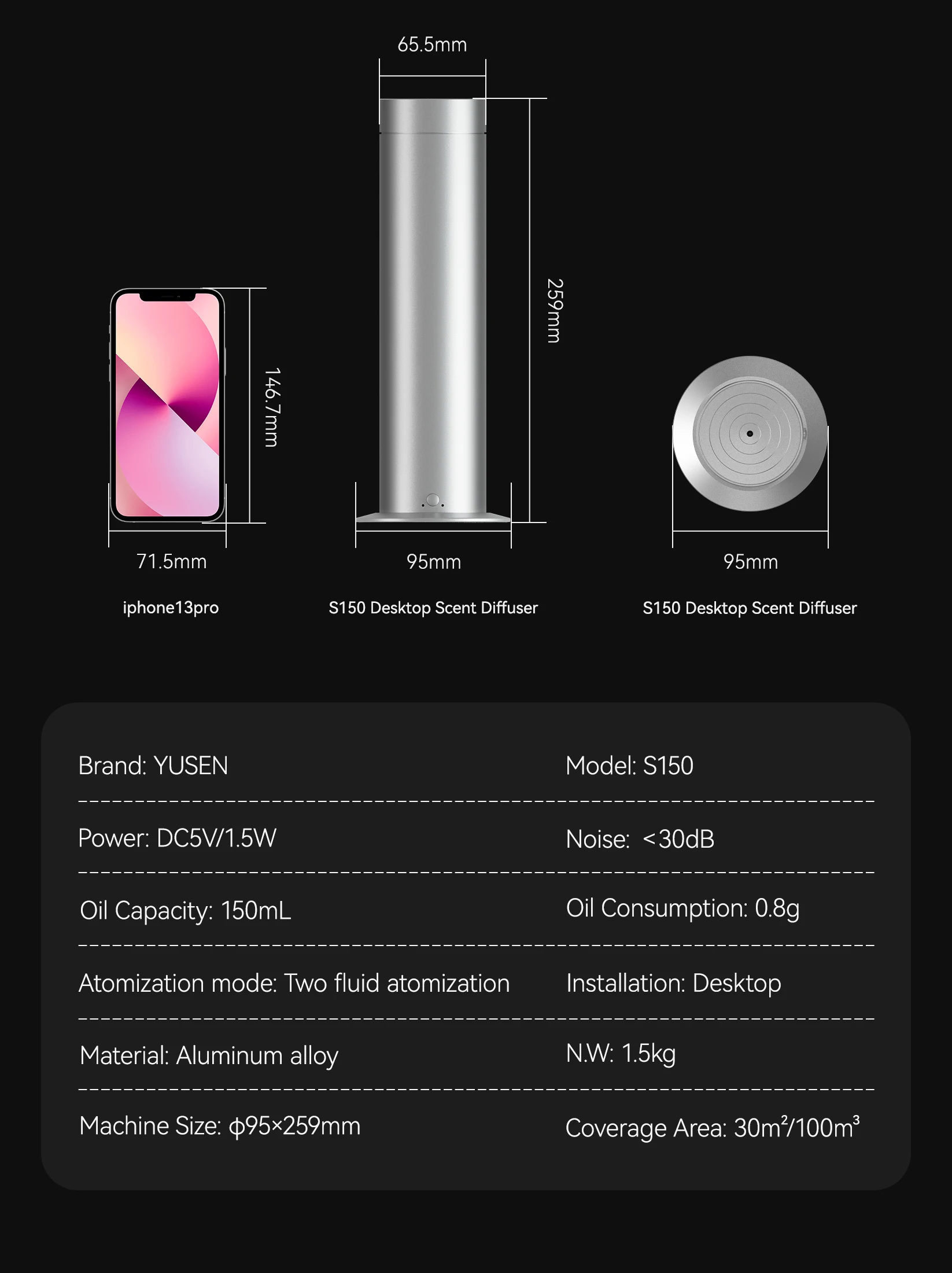 Luxury Hotel Collection Studio Scent Diffuser Silver Black Cylindrical ...