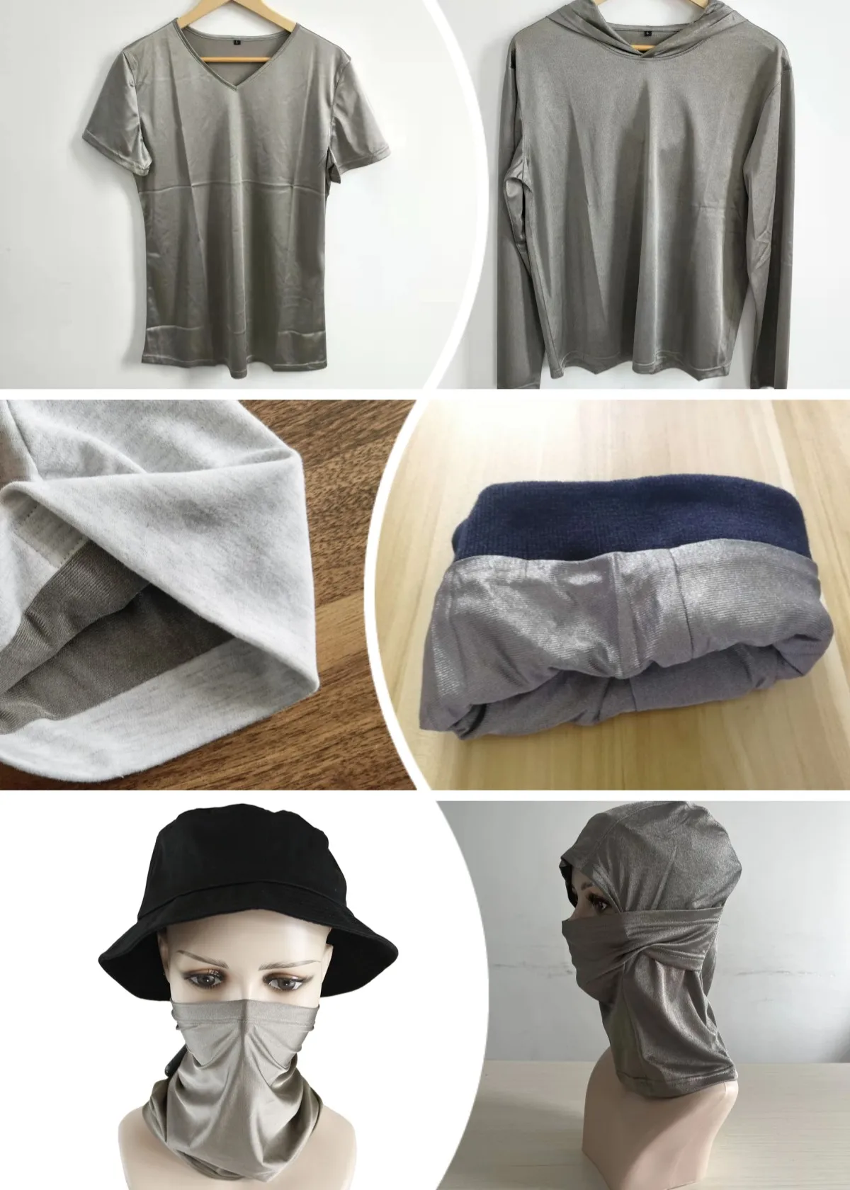 Anti Radiation Silver Fiber Fabric Head Face Mask Veil For Emf Blocking ...