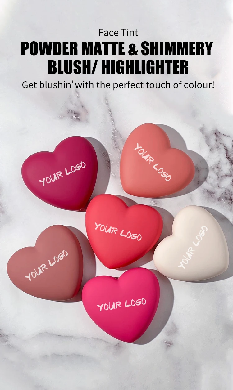 Hot Sale Custom Logo Loose Pink Blush and Shimmer Cute Highlighter ...