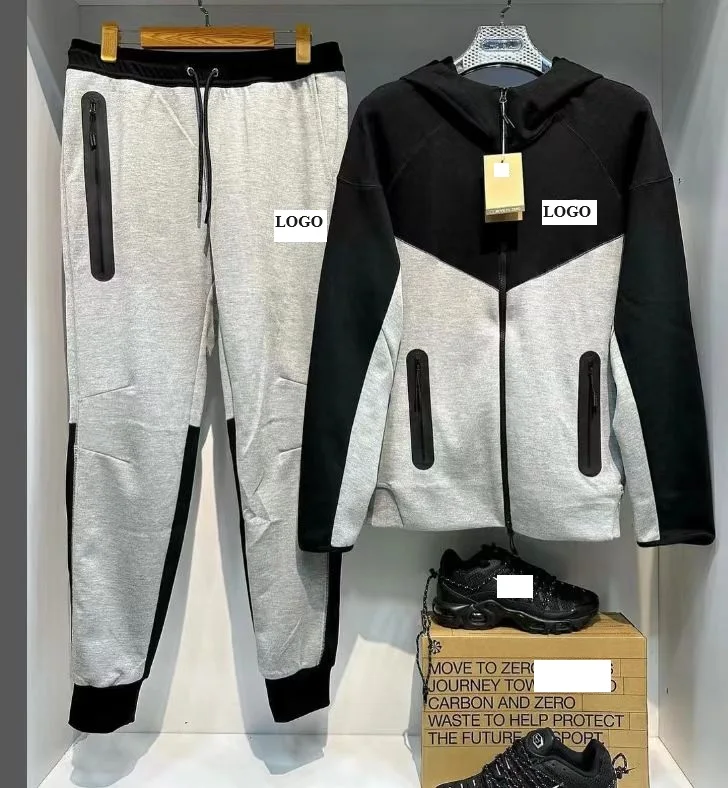 Custom Tech Fleece Tracksuit Logo Jogger Sweatsuit Men Customized Fall ...