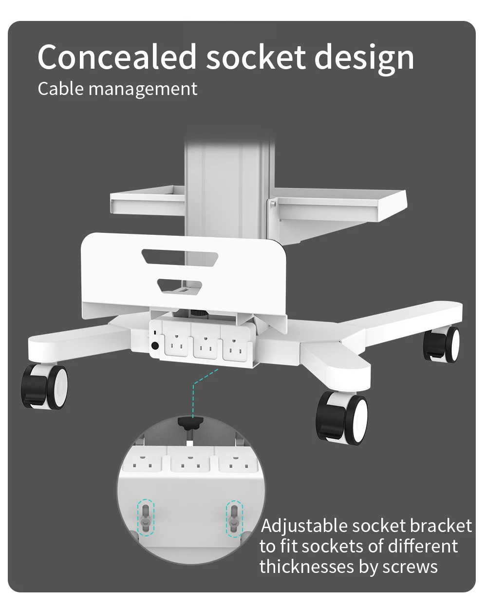 Height Adjustable Hospital Trolley - Mobile Medical Workstation