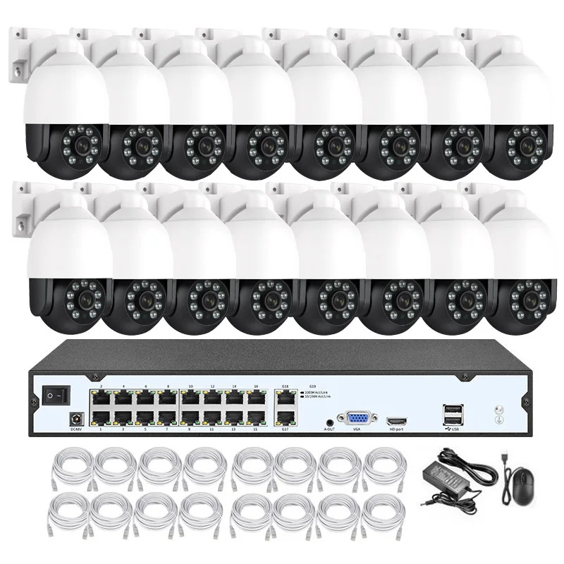 8mp 4k Red Blue Flashing Light Poe 16 Channel Nvr Cctv Ip Camera ...