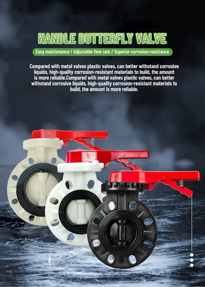 Industrial Pipeline Flow Control butterfly Valve PVC PP PVDF Plastic ...
