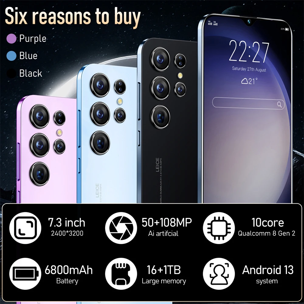 S23 Ultra 5g Smartphone,7.3" Incell Hd Display,16gb + 1tb,Android 13.0 ...