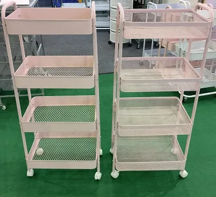 4-Tier Metal Rolling Hand Cart Easy Assembly Storage Trolley Rack for ...