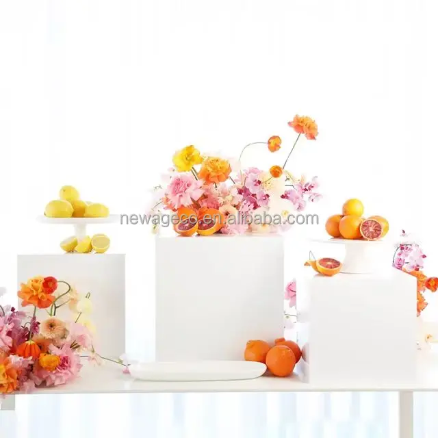 Custom Food Display Riser Set - White Acrylic Buffet Risers